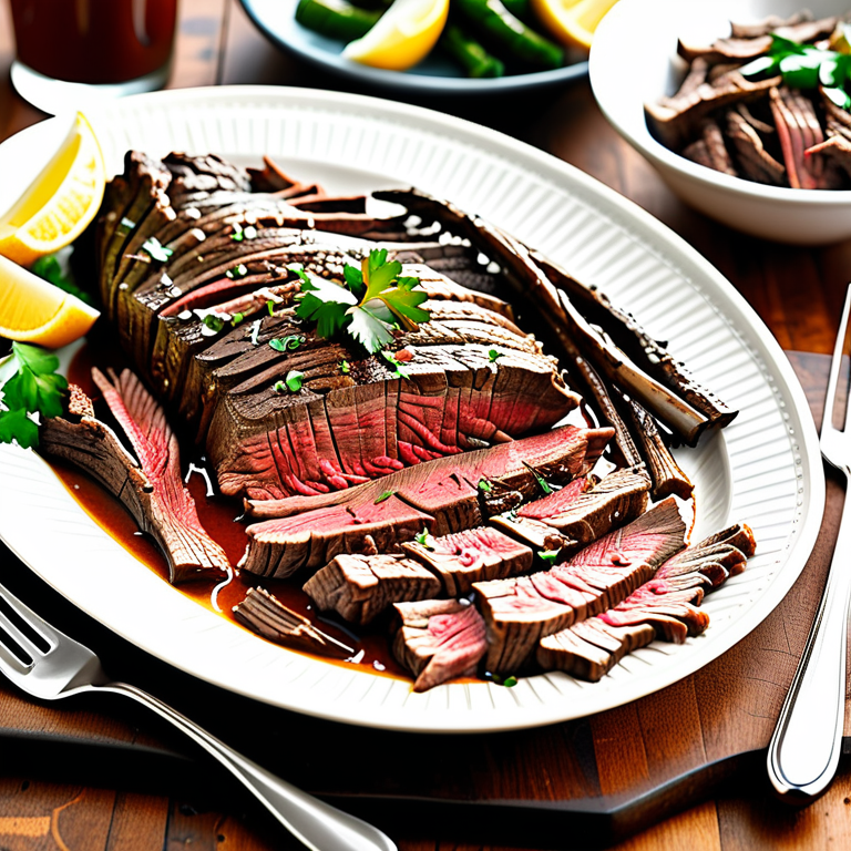 A Deliciously Prepared Roast Beef Platter Garnished with Fresh Herbs ...