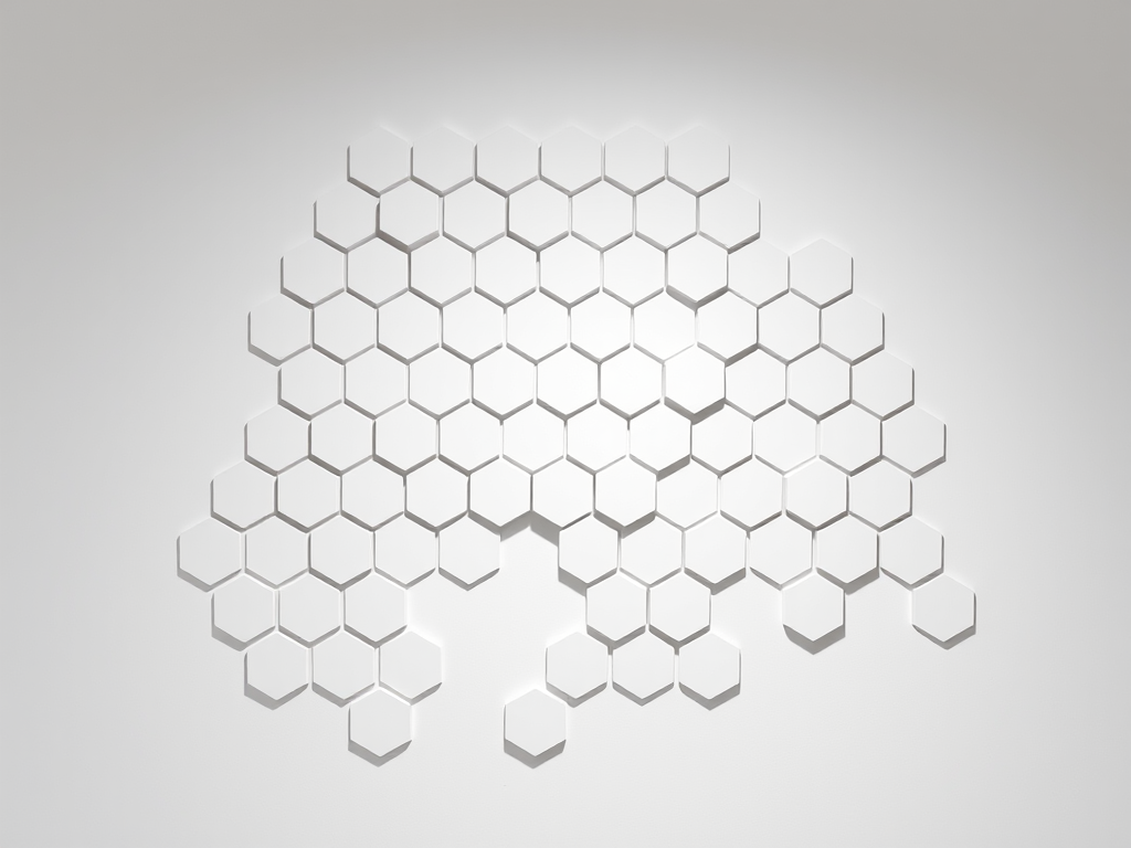 Intricate Arrangement of White Hexagonal Shapes on a Minimalist Wall
