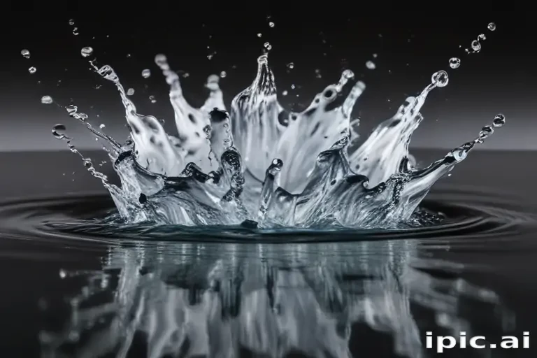 “Dynamic Splash of Water Creating Ripples in a Dark Background”