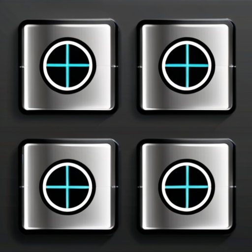3x3 tic tac toe icon metallic silver black background, rounde border