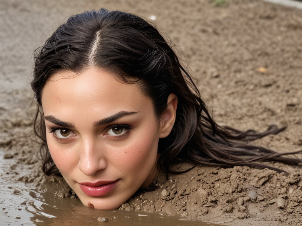 Gal gadot head burried in street