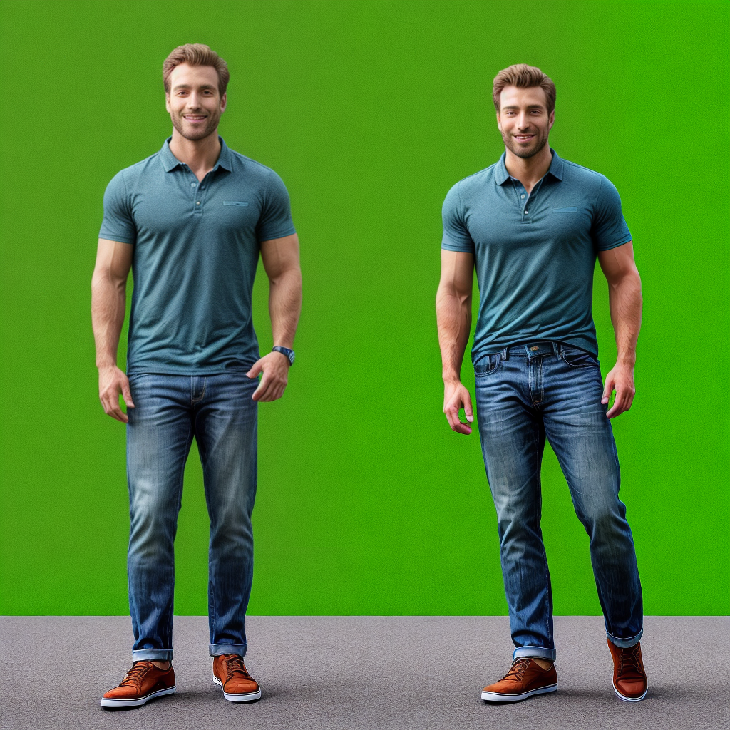 Beautiful man standing full body portrait behind green background hd