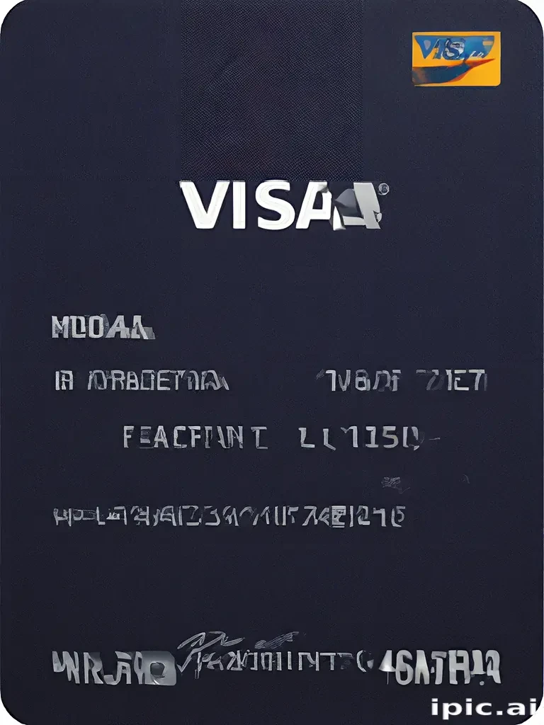 Visa Card Design Featuring Unique Patterns and Text Elements in Dark Blue