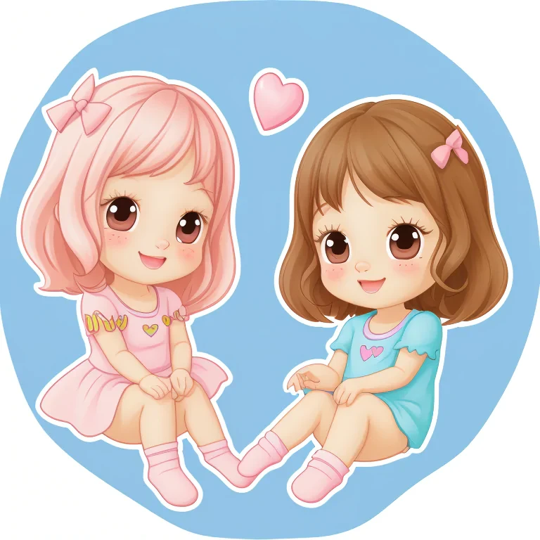 Two Cute Friends Sitting Together, Sharing Joyful Moments and Smiles