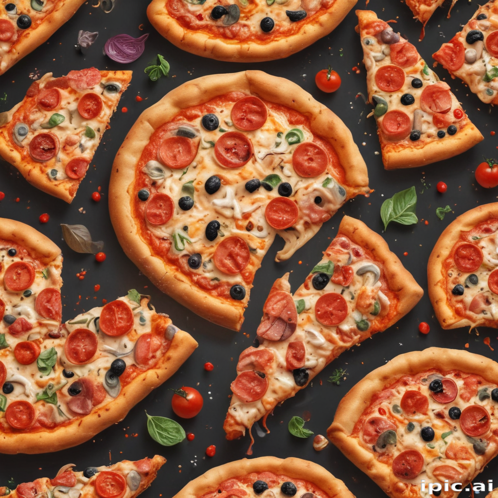 An Abundant Spread of Delicious Pepperoni Pizza Slices on a Dark Background