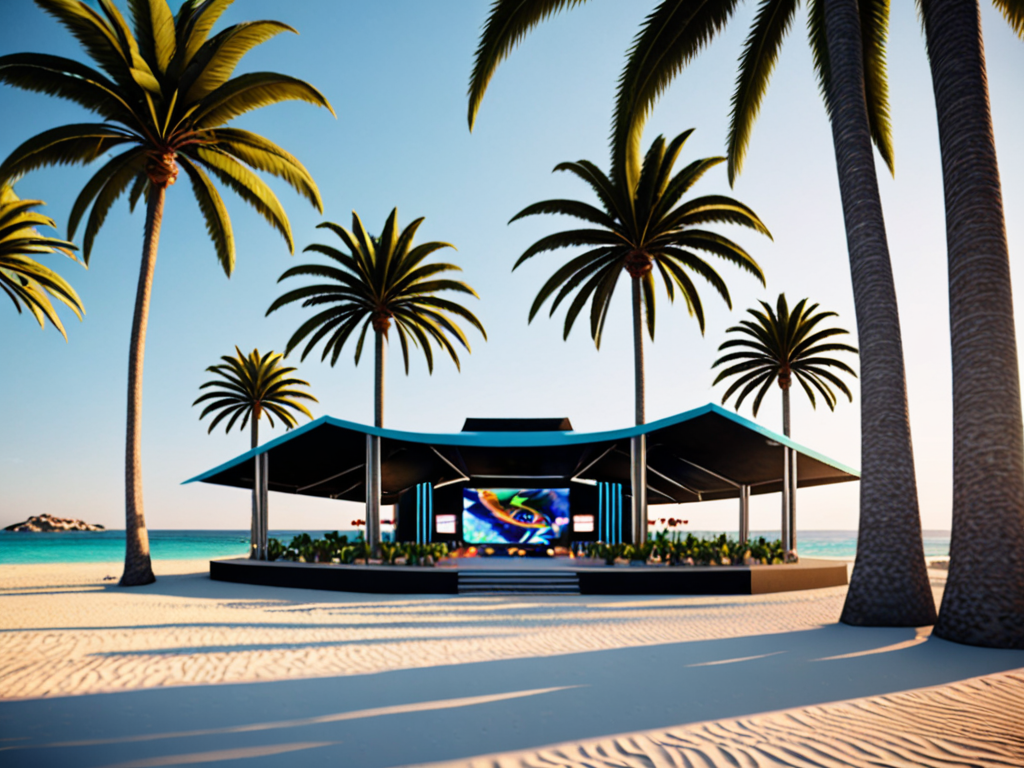 Variation: party festival with many party people enjoyinh Tropical Tech ...