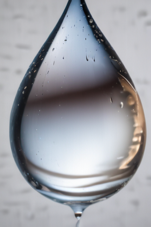 Captivating Close-Up of a Water Drop Reflecting Light and Shadows