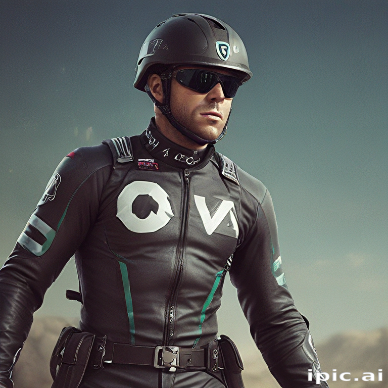 Dynamic Athlete in High-Tech Gear Ready for Extreme Sports Adventure