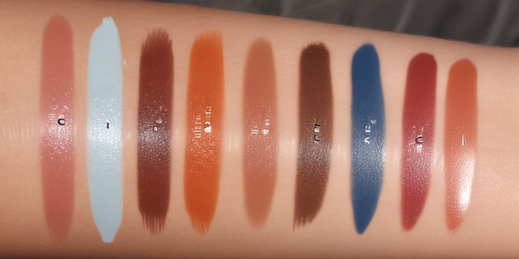 Swatches of Rich Brown and Deep Burgundy Lipstick on Skin Tones
