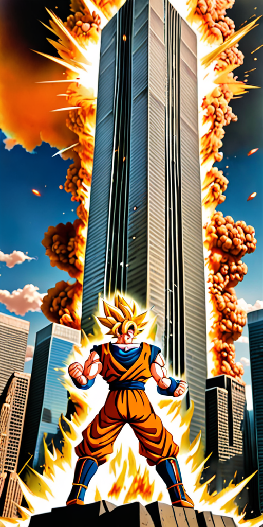 Goku exploding the twin towers