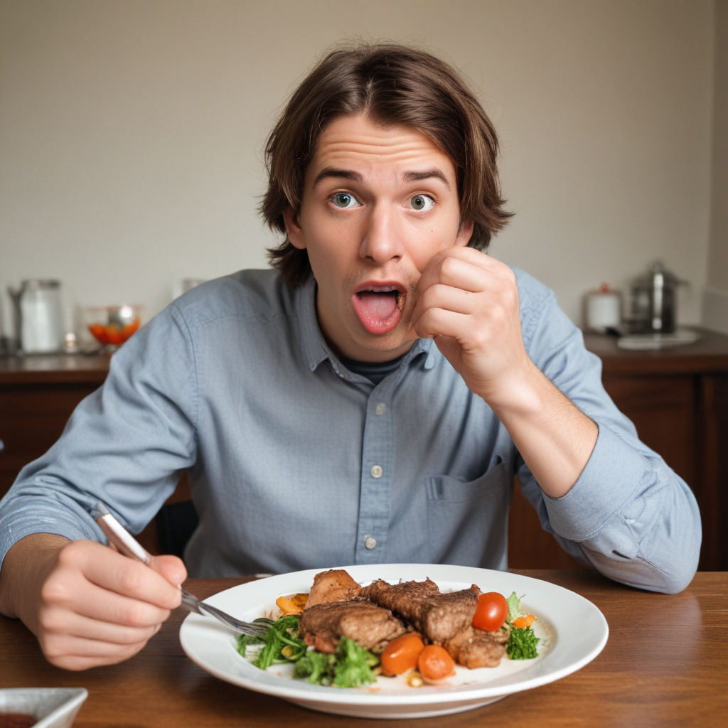 stupid idiot eating a meal