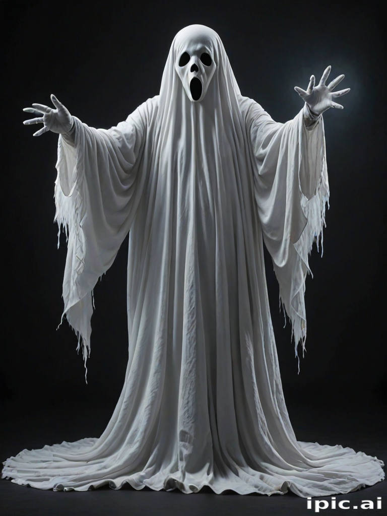 Eerie Ghost Figure with Outstretched Arms Dramatically Haunting the ...