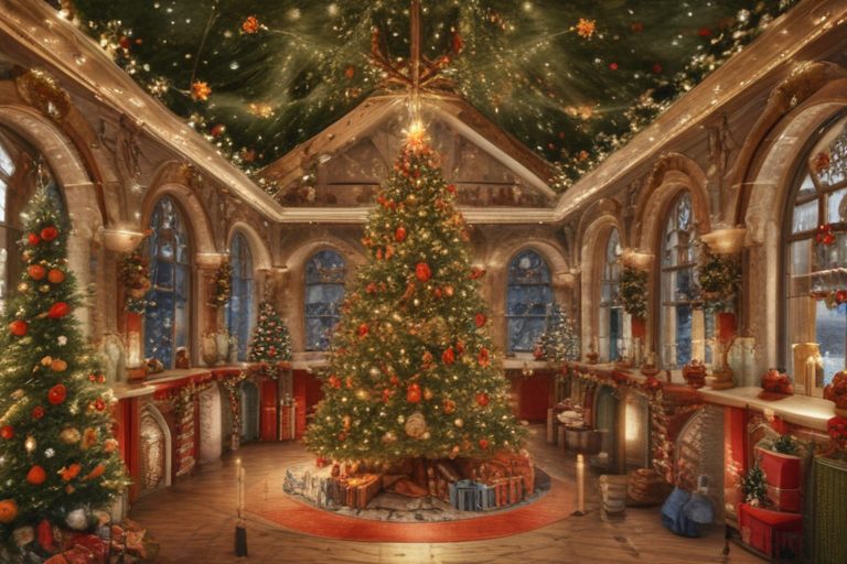 A Cozy, Festive Christmas Room Adorned with Beautiful Decorations and ...