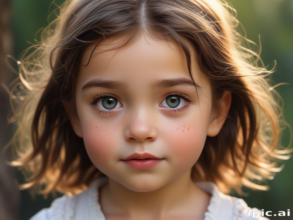 Portrait of a Young Girl with Captivating Eyes and Soft Features