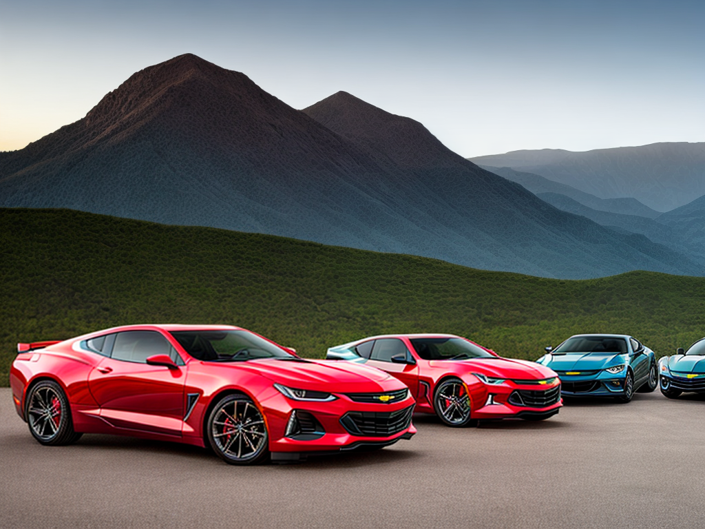 create a modern lineup of chevrolet cars from all angles