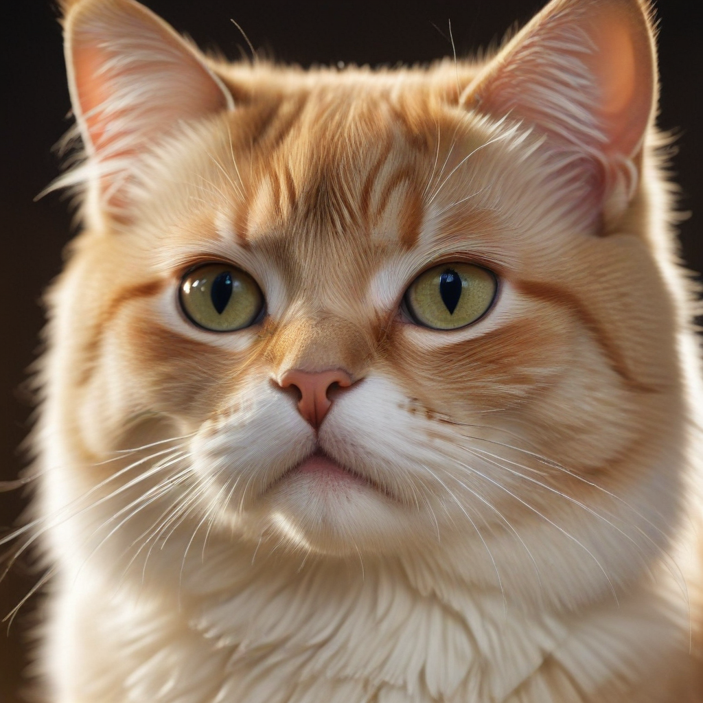 Majestic Close-Up of a Soft-Furred Ginger Cat with Striking Eyes