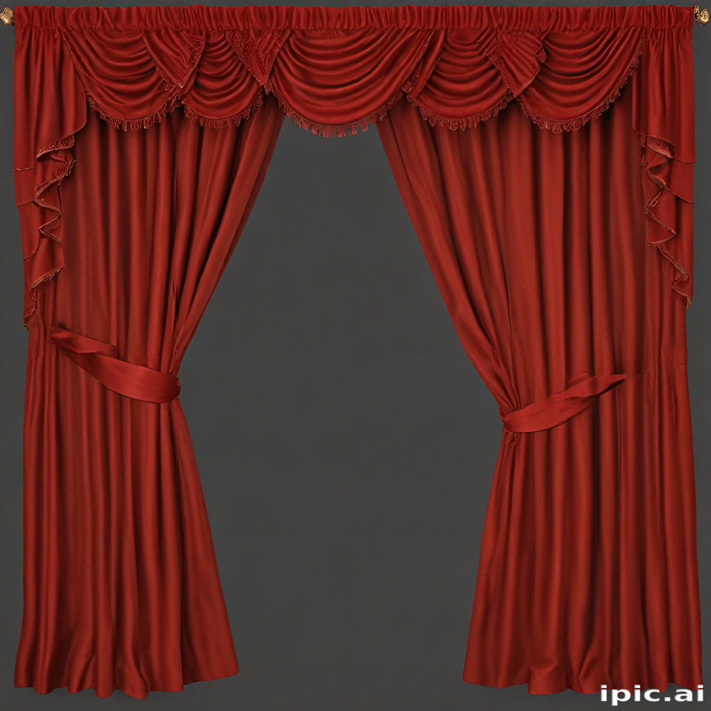 Elegant Red Drapes with Intricate Pleats and Decorative Tiebacks ...