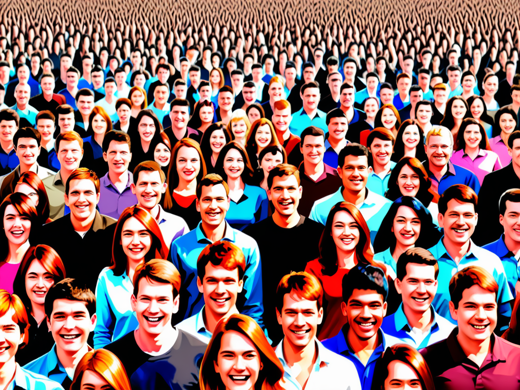 Vibrant Crowd of Smiling Faces Representing Unity and Diversity in Society