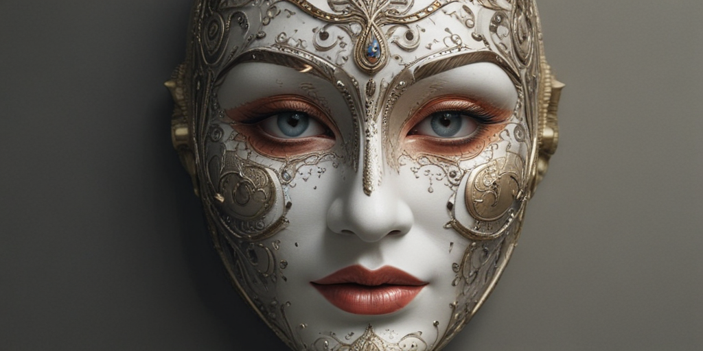 Intricate Ornamental Mask Design Featuring Striking Blue Eyes and ...