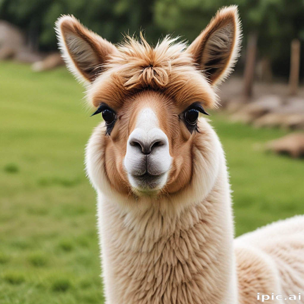 A Close-Up of a Curious Alpaca with Soft Fur and Charming Expression.