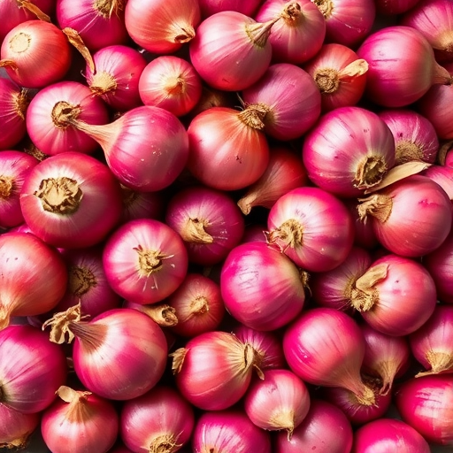 A Vibrant Array of Freshly Harvested Pink Onions Piled Together.