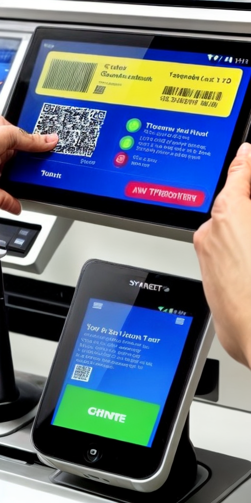 at a supermarket a customer is using a self scan till to buy wine show ...