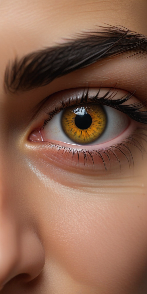 Close-Up of an Eye Highlighting Striking Amber Iris and Detailed Features