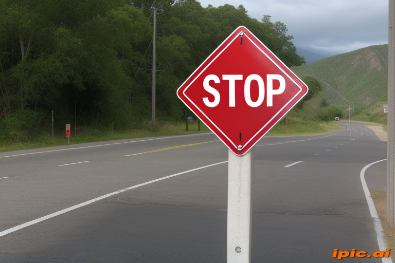 Traffic Stop Sign Alerting Drivers to Pause at the Intersection Ahead