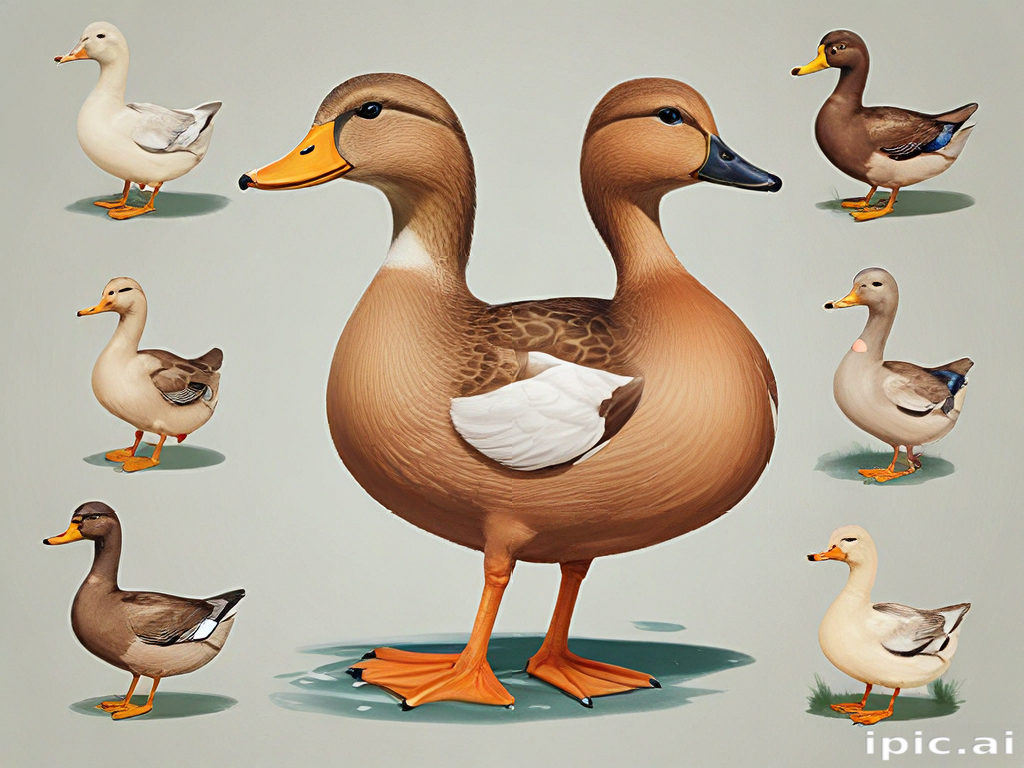 A Colorful Collection of Cartoon Ducks in Various Poses and Styles