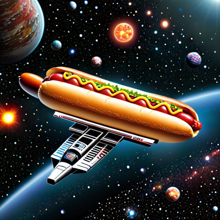 hot dog space ship, futuristic, sci-fi