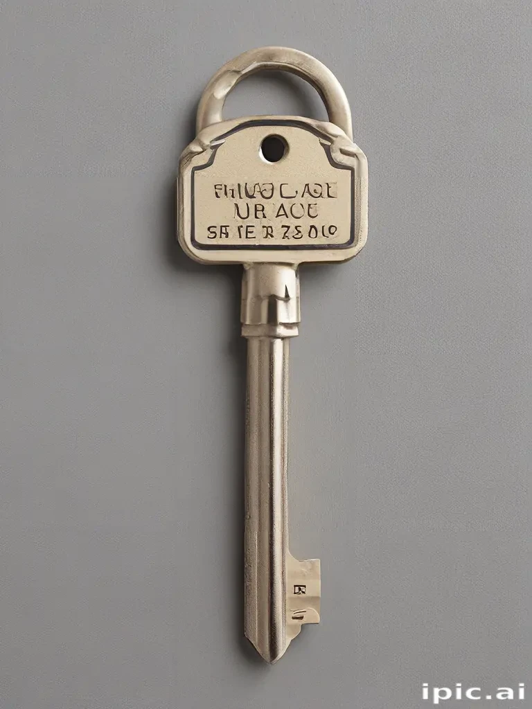 A Vintage Key with Intricate Design and Engraved Label for Unlocking Doors
