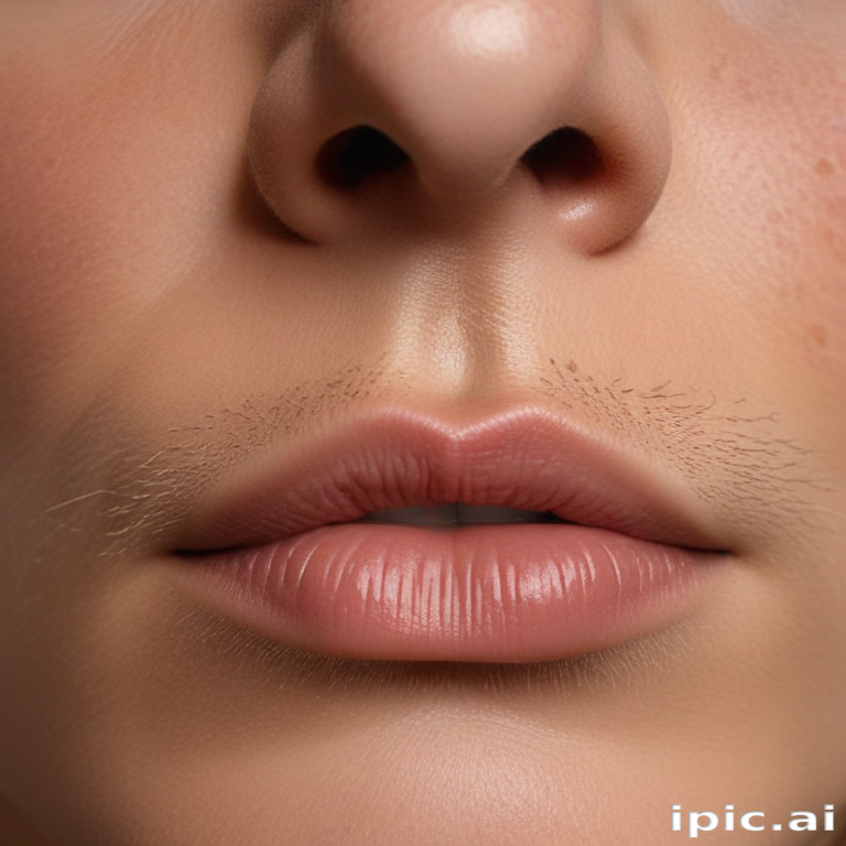 Close-Up Portrait Highlighting Lips and Subtle Facial Hair Details