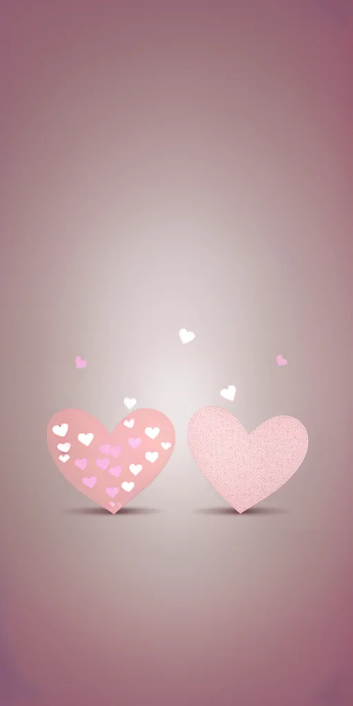 Two Beautiful Hearts Surrounded by Floating Tiny Love Symbols and Sparkles