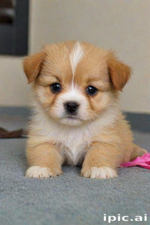 Adorable Small Puppy with Fluffy Fur and Bright, Expressive Eyes.