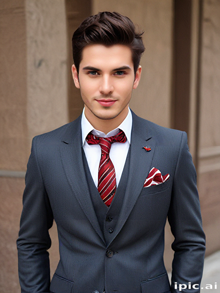 Stylishly Dressed Young Man in a Sharp Suit with a Confident Smile