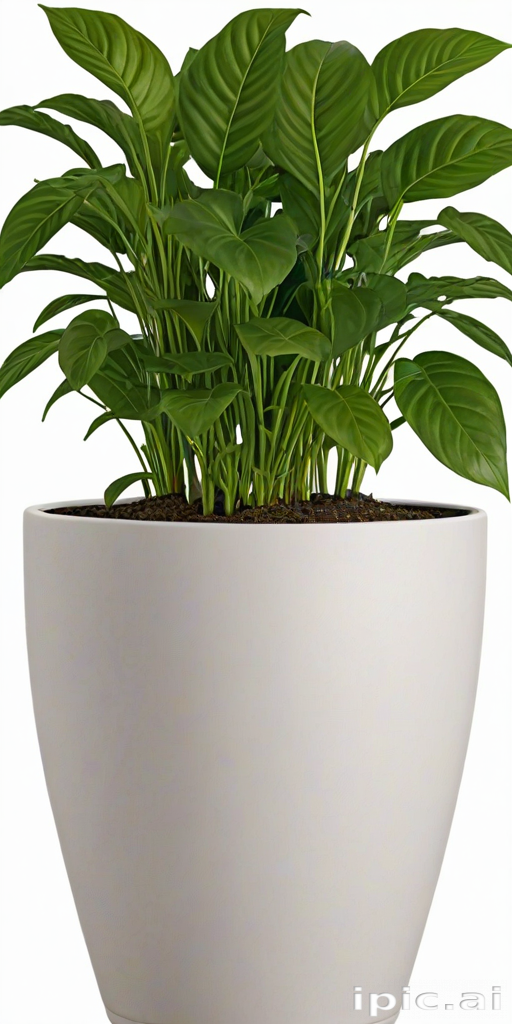 Vibrant Green Houseplant Thriving in a Sleek Modern White Pot