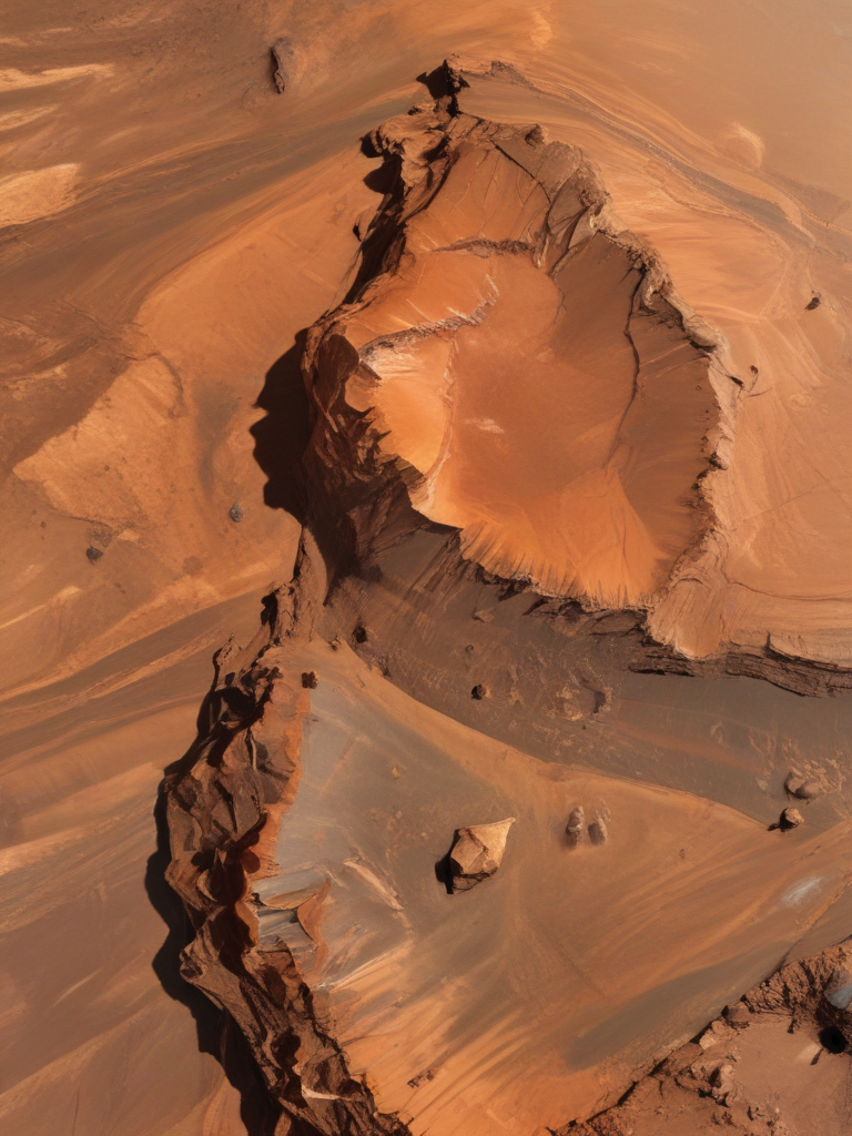 Aerial View of a Stunning Martian Landscape with Unique Geological Features
