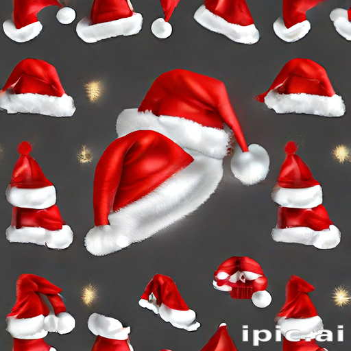 A Festive Collection of Red and White Santa Hats on a Dark Background