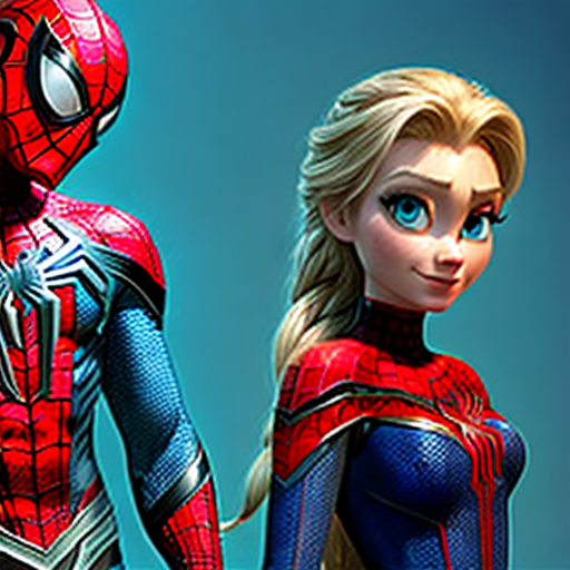 elsa and spiderman