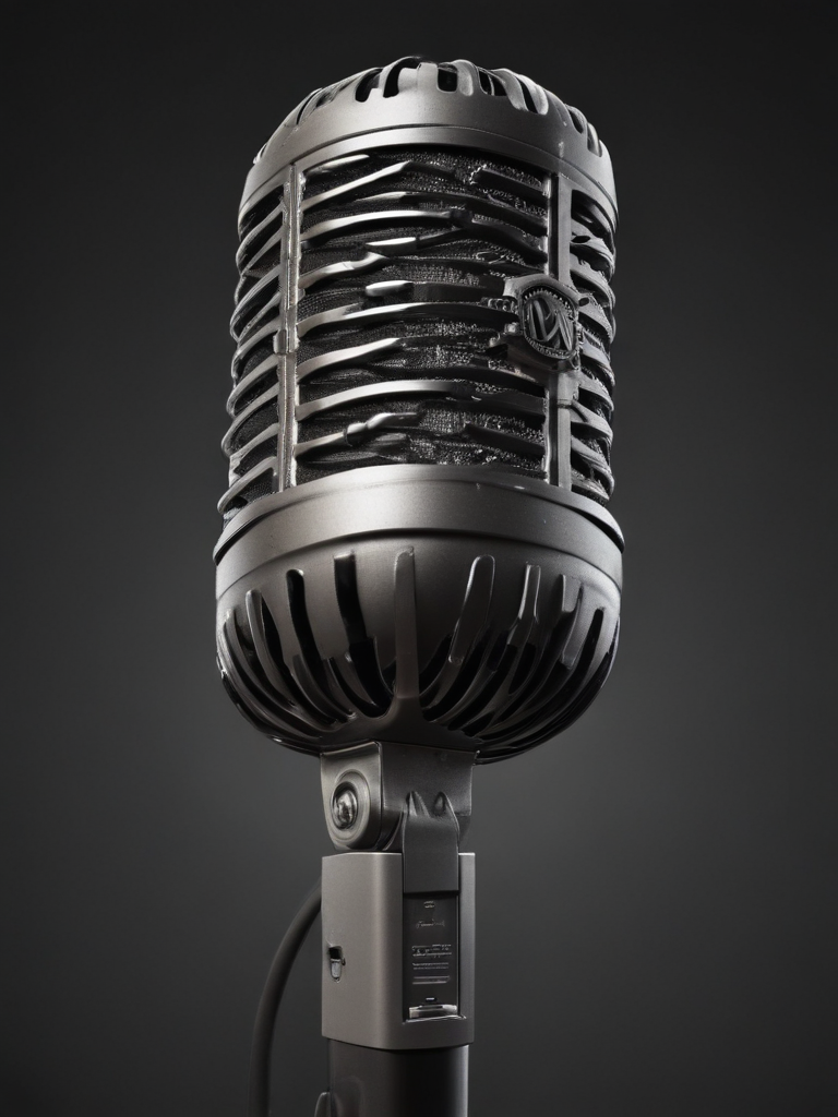 Stylish Vintage Microphone with Unique Design Against a Dark Background