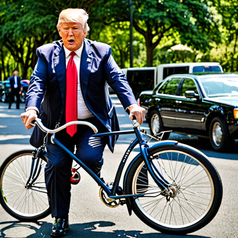 donald trump riding a bicycle