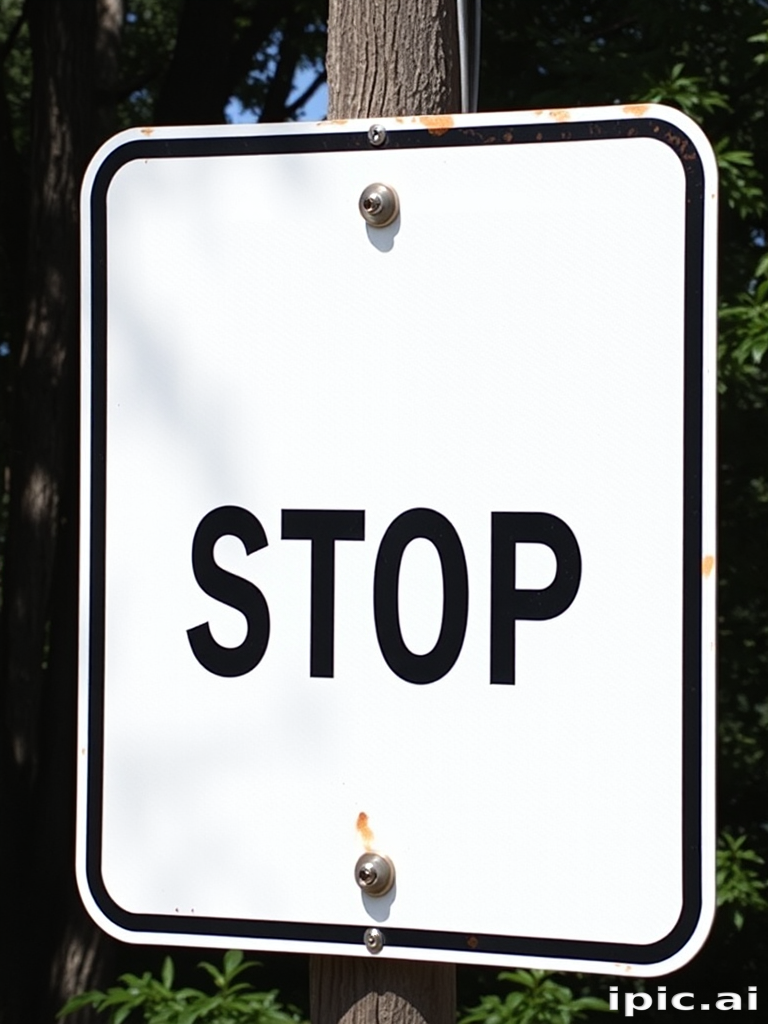 Clear and Bold Stop Sign Positioned on a Wooden Post Outdoors