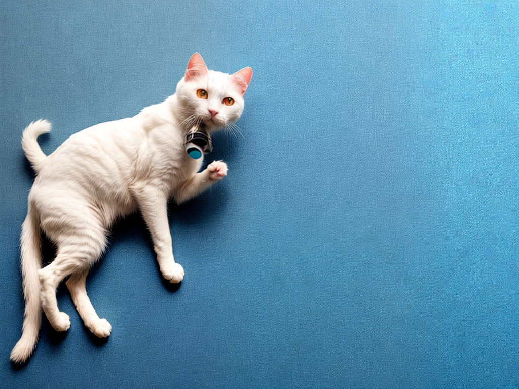 white cat in a shiny jacket singing into a microphone on a stage