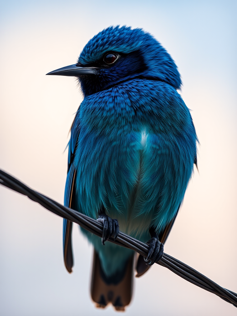 A Vibrant Blue Bird Perched Gracefully on a Delicate Branch.