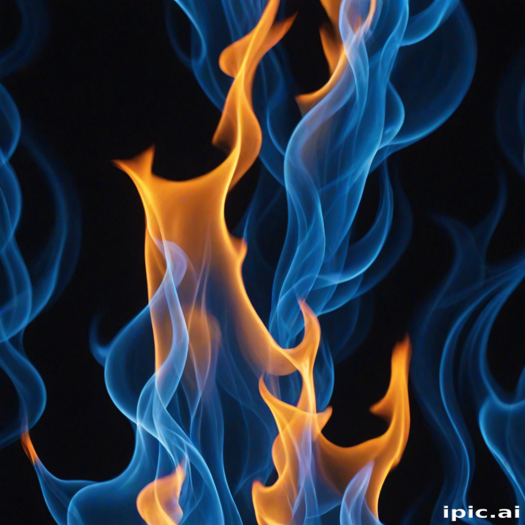 Dynamic Flames Dancing in Vivid Blue and Fiery Orange Hues