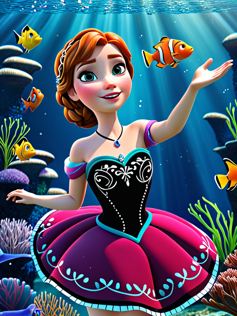 princess Anna swimming from the realistic cartoon underwater swimming ...