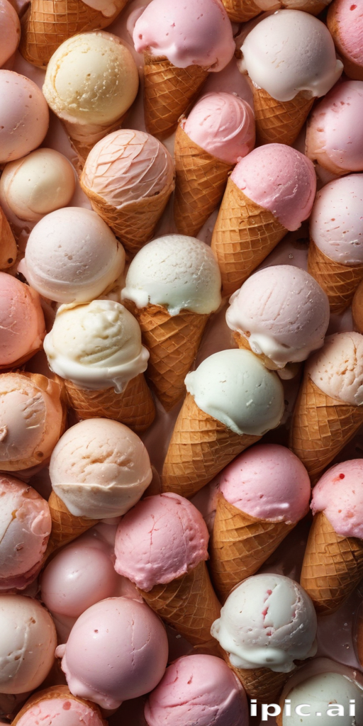 A Colorful Array of Ice Cream Cones Perfect for Summer Treats and Joy