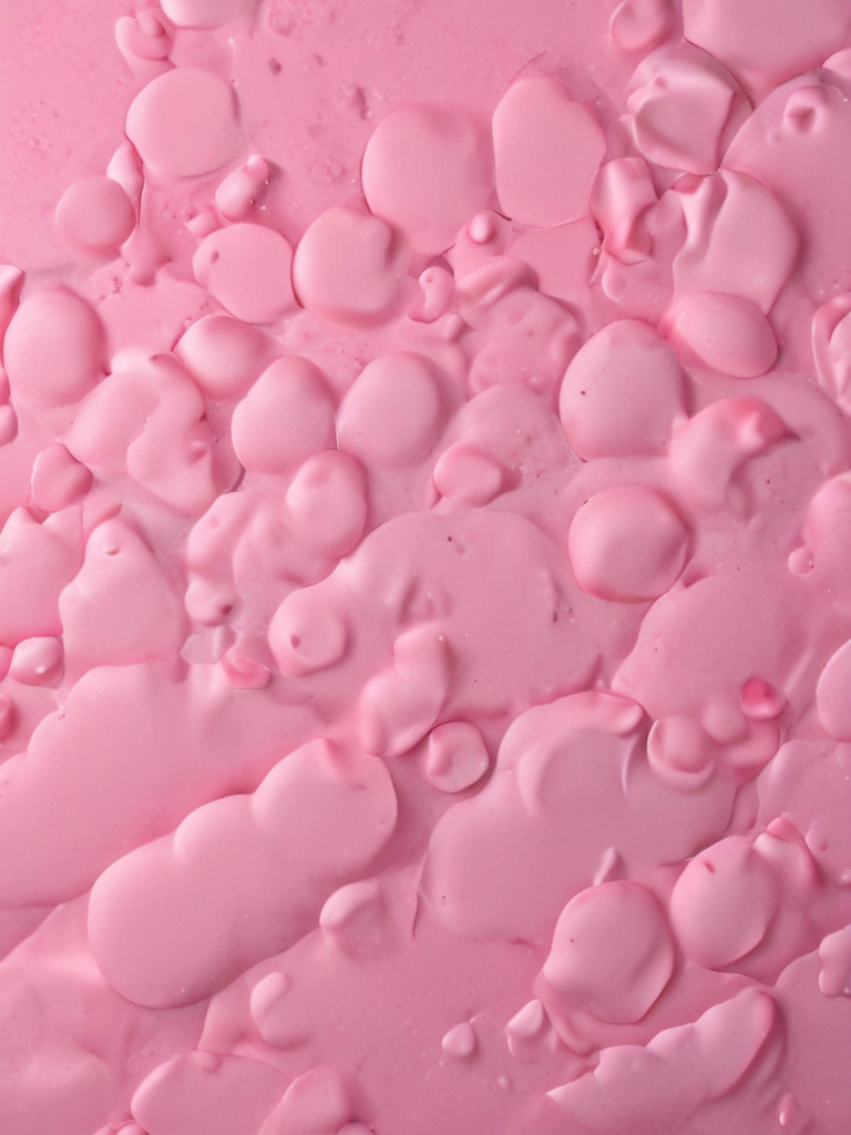 Abstract Close-Up of Pink Foam Texture with Bubbles and Irregular Shapes