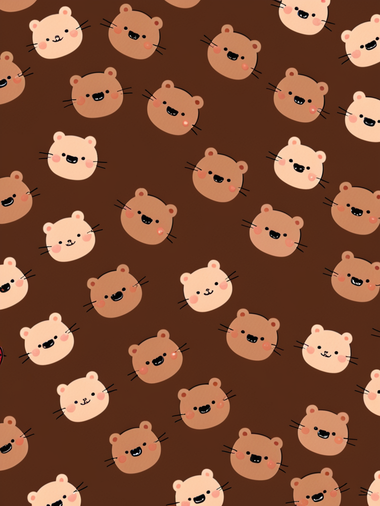 A Cute and Playful Pattern Featuring Adorable Bear Faces in Various Colors.