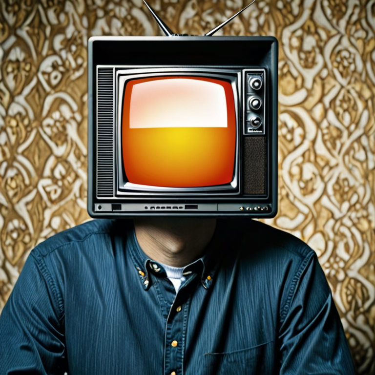 tv on head static surreal art